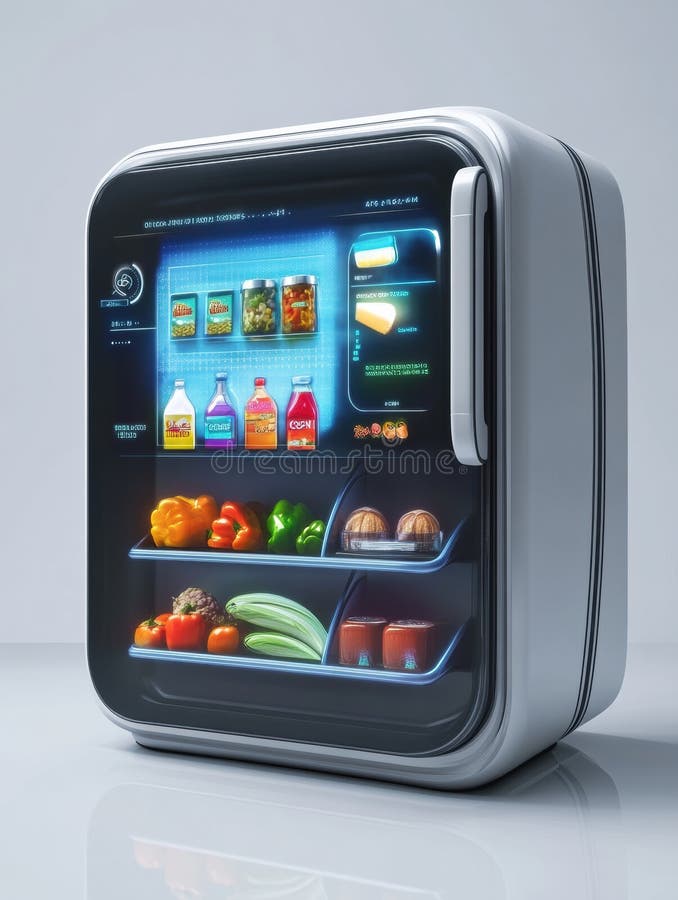 Futuristic Smart Refrigerator with Built-in Grocery Order Screen ...
