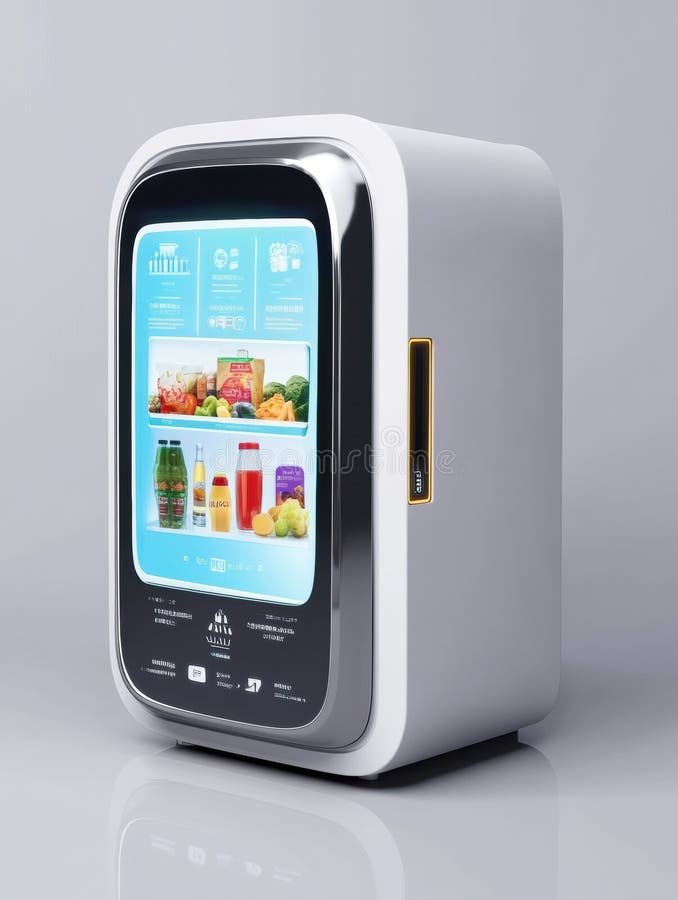 Futuristic Smart Refrigerator with Built-in Grocery Order Screen ...