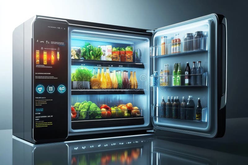 Futuristic Smart Refrigerator Equipped with Grocery Ordering Screen and ...