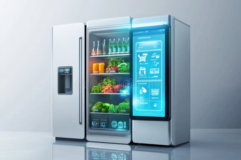 Futuristic Smart Refrigerator Features Built-in Grocery Order Screen ...