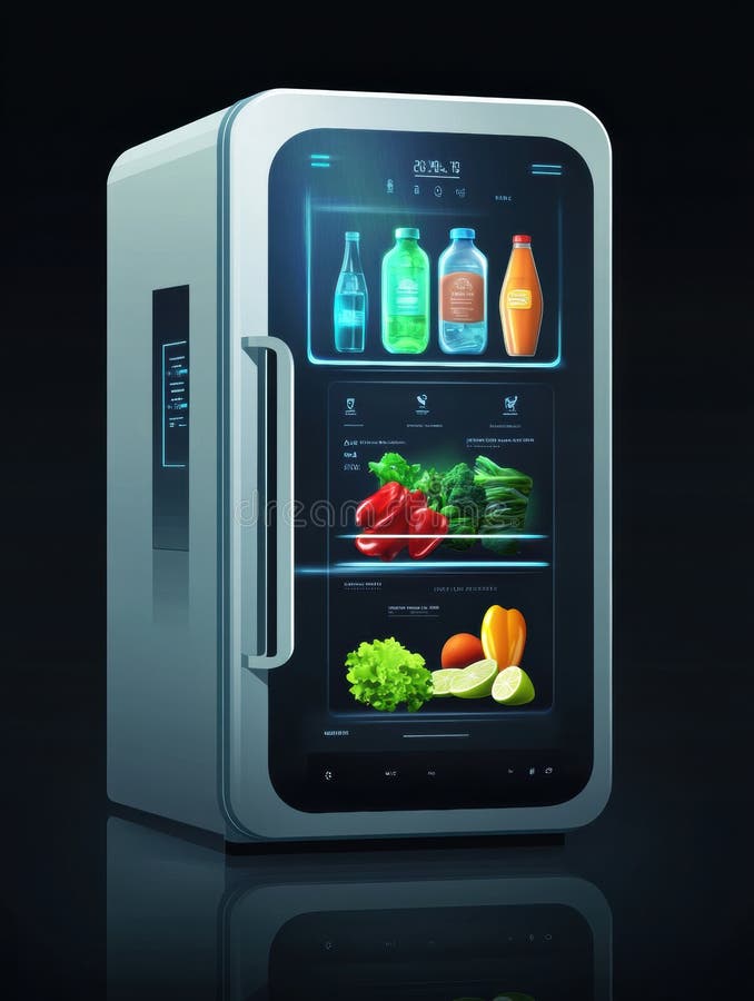 Futuristic Smart Refrigerator with Built-in Grocery Order Screen ...