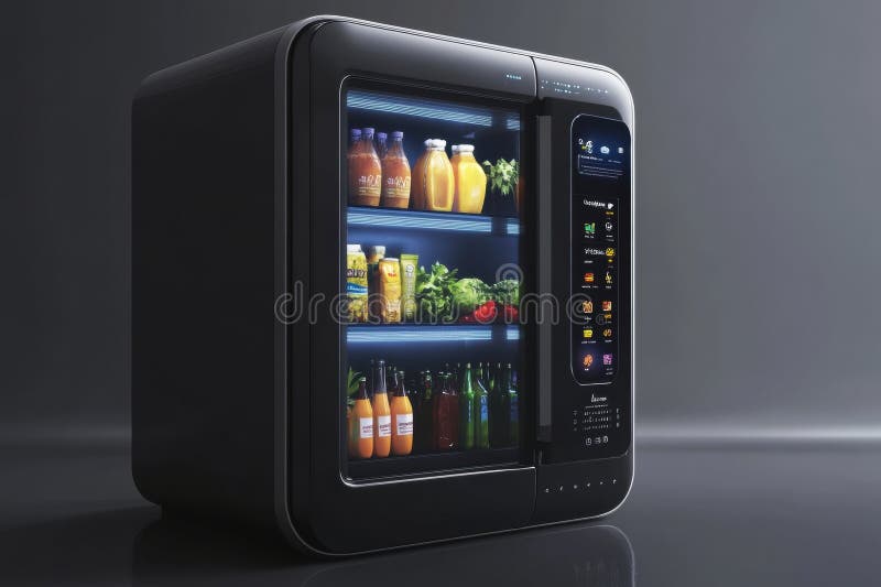 Futuristic Smart Refrigerator Featuring Built-in Grocery Order Screen ...