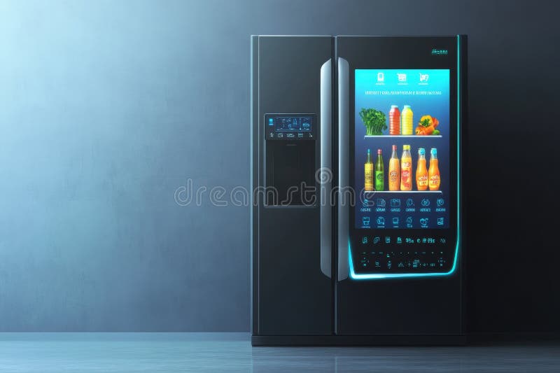 Futuristic Smart Refrigerator Featuring Built-in Grocery Order Screen ...