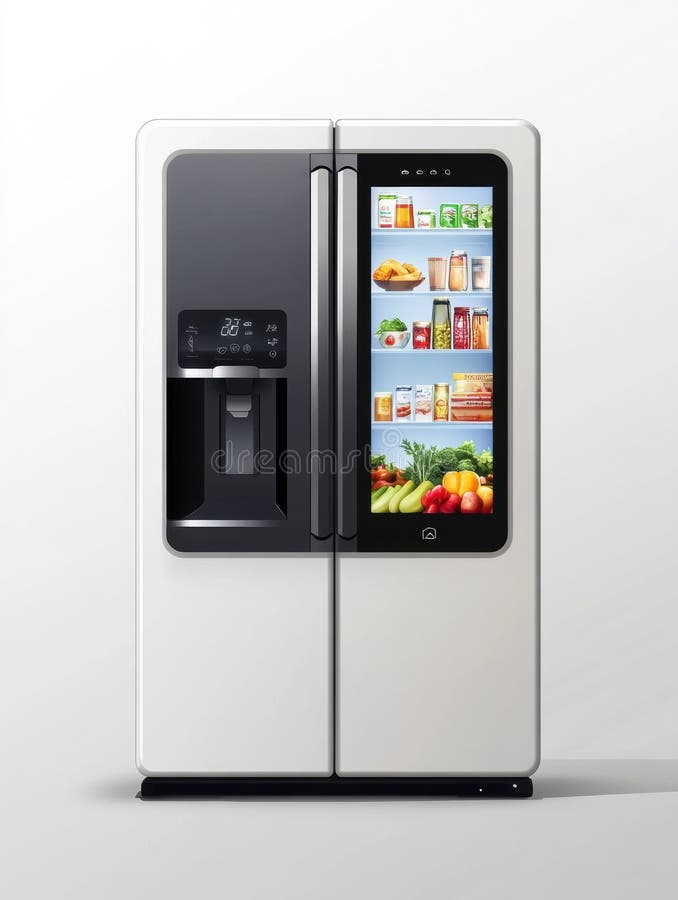 Futuristic Smart Refrigerator Featuring an Integrated Grocery Order ...