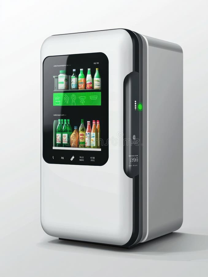Futuristic Smart Refrigerator with Grocery Order Screen in Modern ...