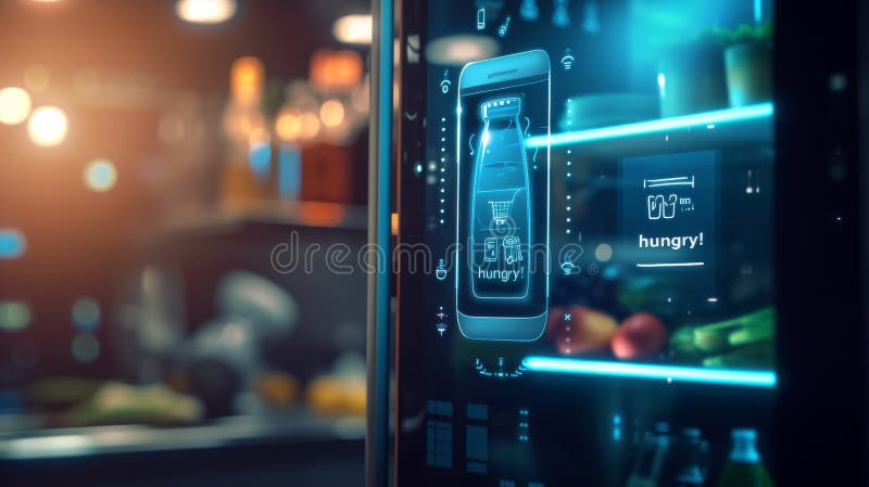 Futuristic Smart Refrigerator Interactive Digital Display Stock Photos ...