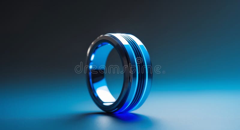Futuristic Smart Ring with Blue Illumination, Advanced Technology ...