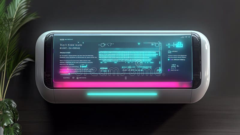 Futuristic Smart Screen Interface with Vibrant Neon Lights and Sleek ...