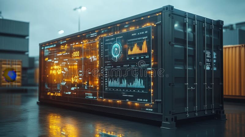 Futuristic Smart Shipping Container with Data Display Stock Image ...