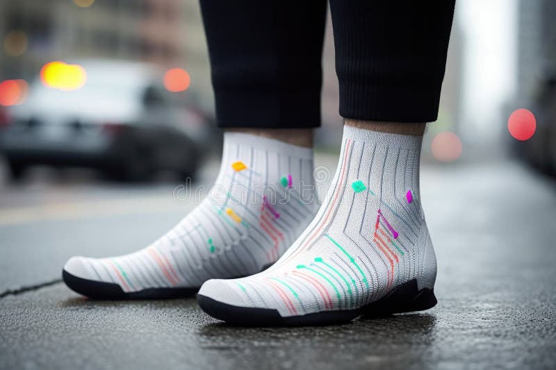 Futuristic Smart Socks with Pressure Sensors Stock Illustration ...