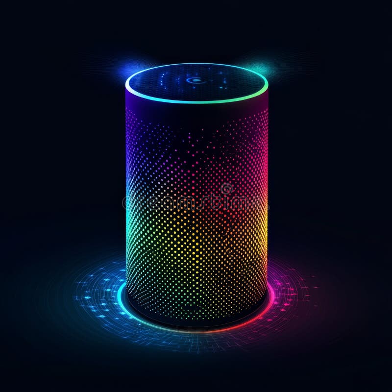 Futuristic Smart Speaker with Vibrant LED Display for Modern Tech ...