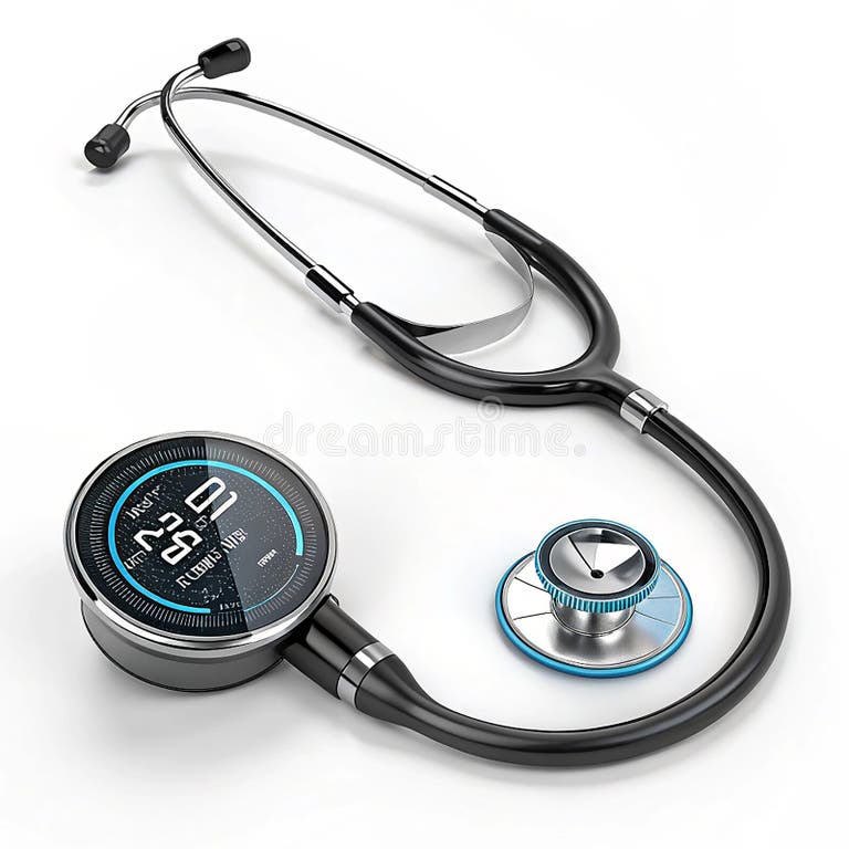 Futuristic Smart Stethoscope with Digital Display Stock Illustration ...