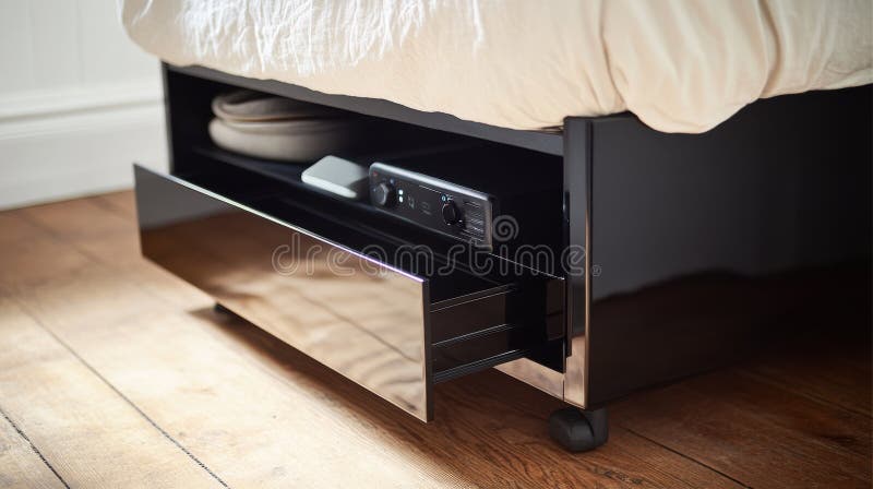 Futuristic Smart Storage Bed Featuring an Integrated Control Panel and ...
