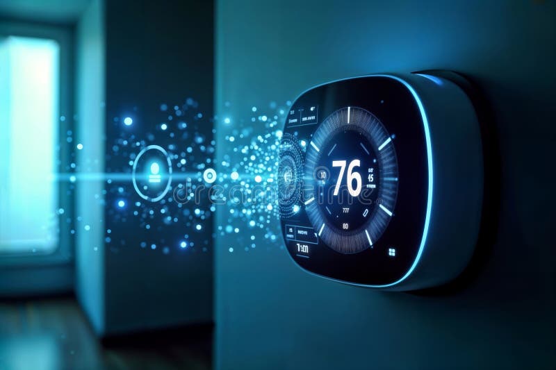 Futuristic Smart Thermostat Interface, Generative Ai Stock Illustration ...