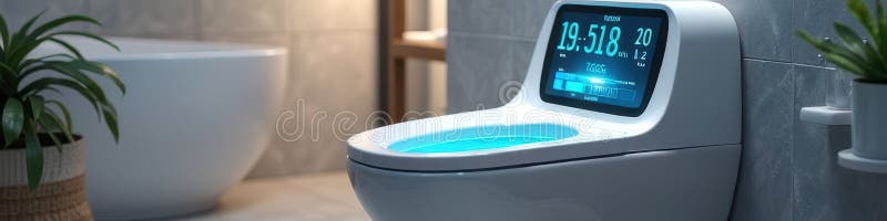 Futuristic Smart Toilet with Digital Display and Led Lighting in Modern ...