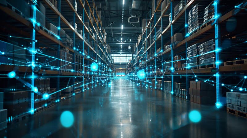 Futuristic Smart Warehouse with Digital Connectivity, Generative AI ...