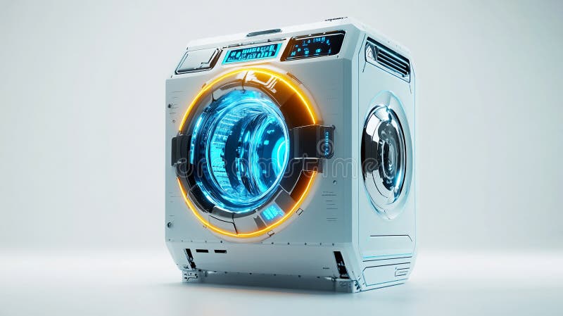 Futuristic Smart Washing Machine Digital Appliance Modern Technology ...