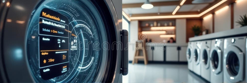 Futuristic Smart Washing Machines in Modern Laundry Facility Stock ...