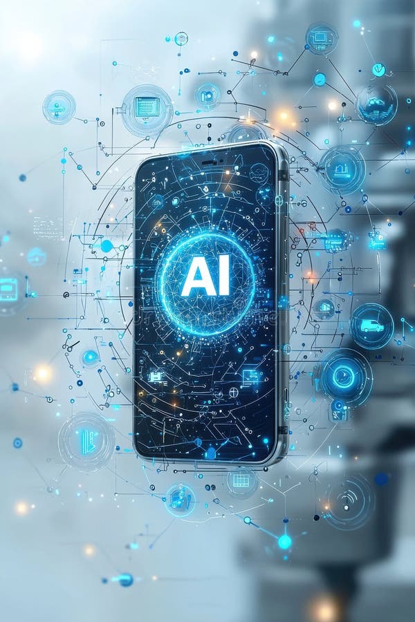 Futuristic Smartphone with Artificial Intelligence Interface and ...