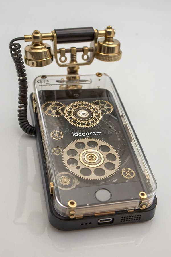 Futuristic Smartphone Blending Steampunk and Modern Technology with a ...