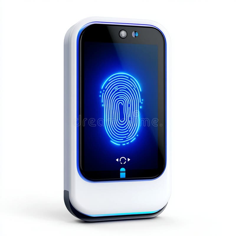 Modern Smartphone Fingerprint Scanner Blue Light Digital App Data Icon ...
