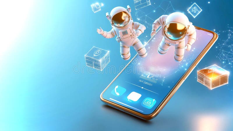 Futuristic Smartphone Design with Astronauts in a Vibrant Digital ...