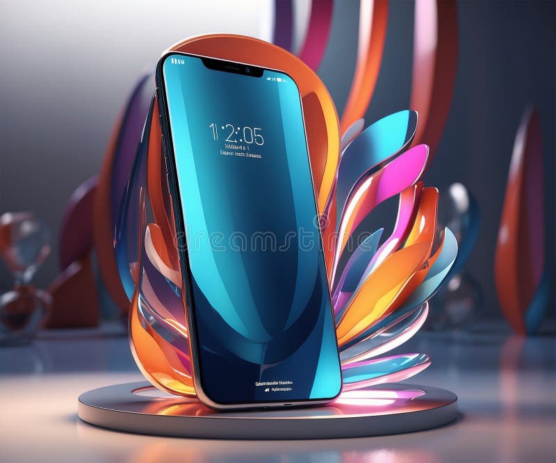 Futuristic Smartphone Design with 3D Realistic Detailing Stock ...