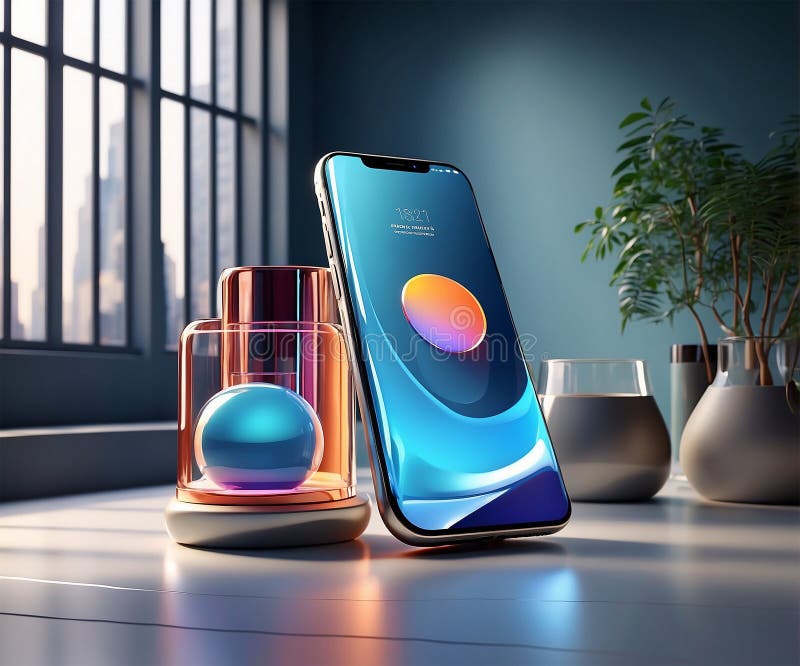 Futuristic Smartphone Design with 3D Realistic Detailing Stock ...