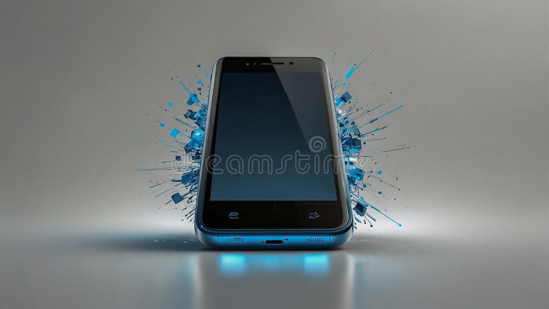 Futuristic Smartphone with Digital Data Explosion Stock Illustration ...