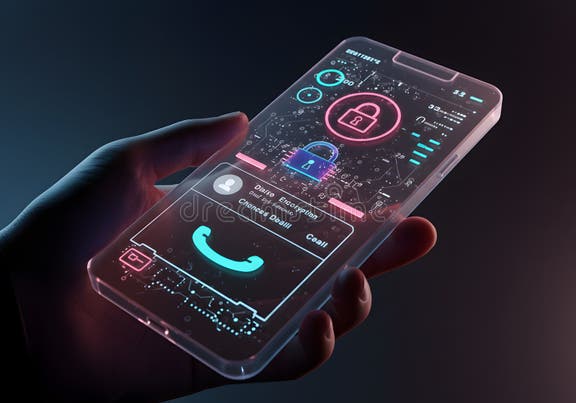 Futuristic Smartphone Display with Digital Interface Stock Illustration ...