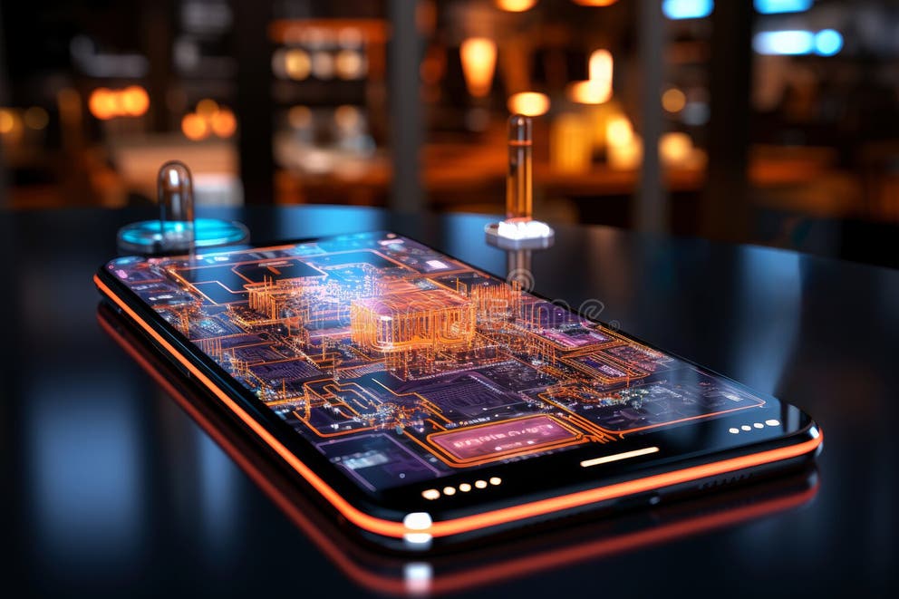 Futuristic Smartphone of the Future with Augmented Reality, Microchips ...