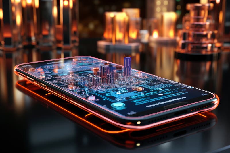 Futuristic Smartphone of the Future with Augmented Reality, Microchips ...