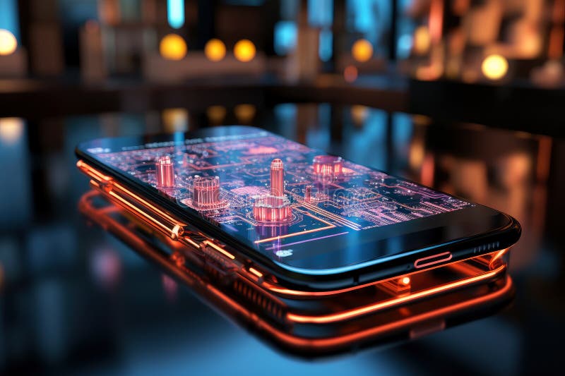 Futuristic Smartphone of the Future with Augmented Reality, Microchips ...