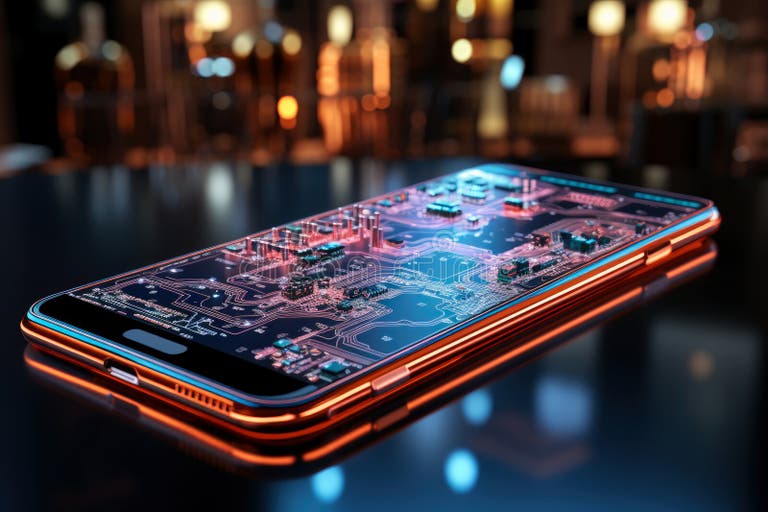 Futuristic Smartphone of the Future with Augmented Reality, Microchips ...