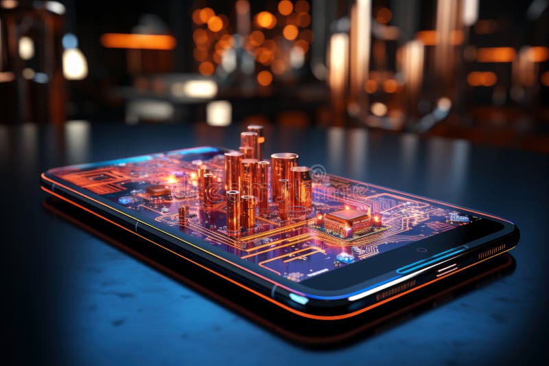 Futuristic Smartphone of the Future with Augmented Reality, Microchips ...