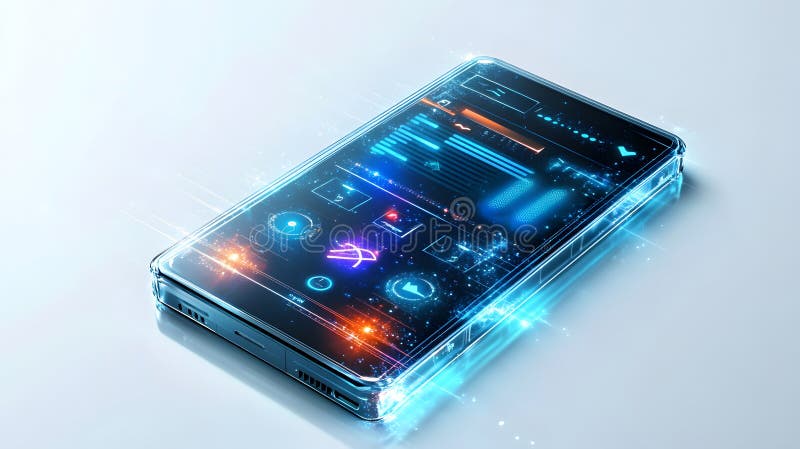 Futuristic Smartphone with Glowing Interface and Holographic Display ...