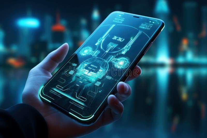 Futuristic Smartphone Interface Concept in Hand Stock Image - Image of ...