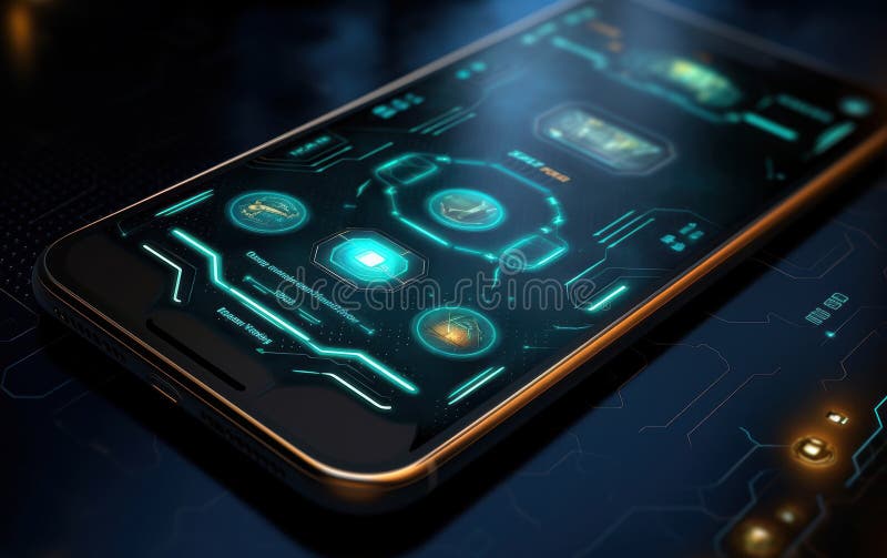 Futuristic Smartphone Interface. Created by Generative Artificial ...