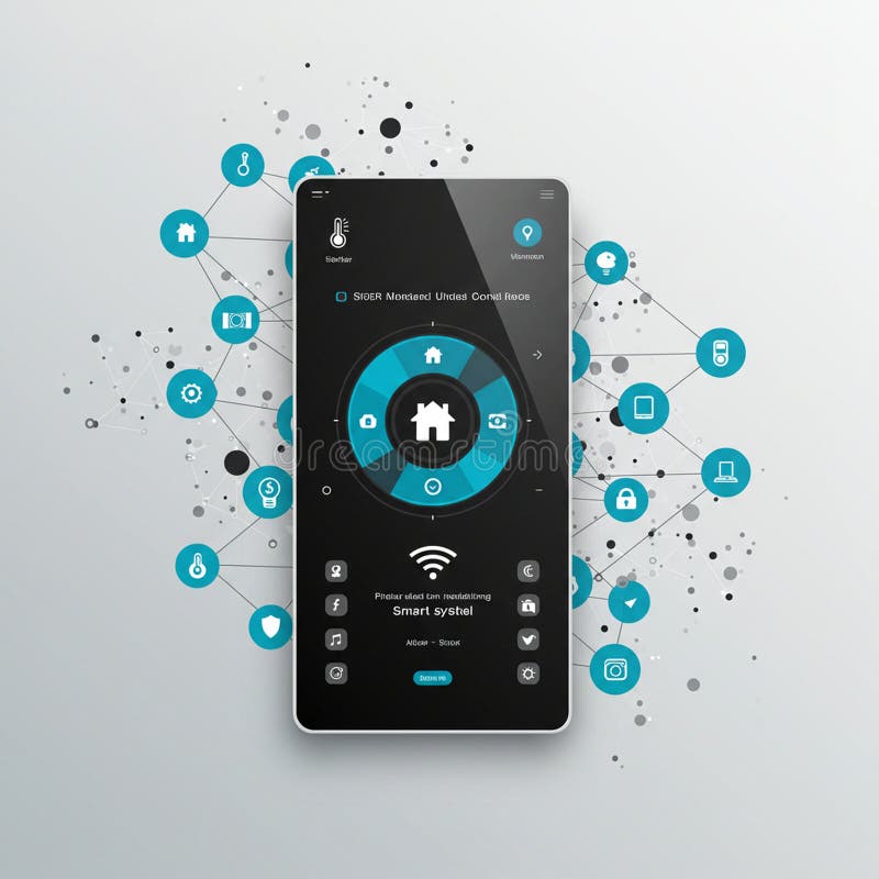 Futuristic Smartphone Interface Displaying a Smart Home Control App. the Screen Stock ...