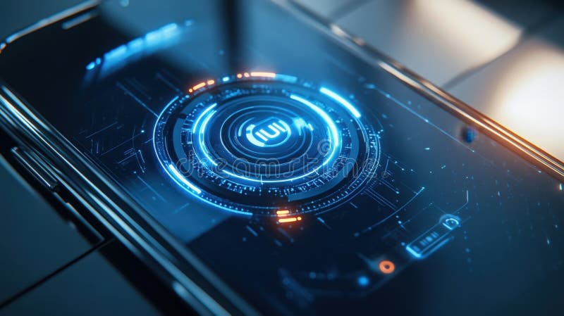 Futuristic Smartphone Performing Cyber Security Check with Hologram ...
