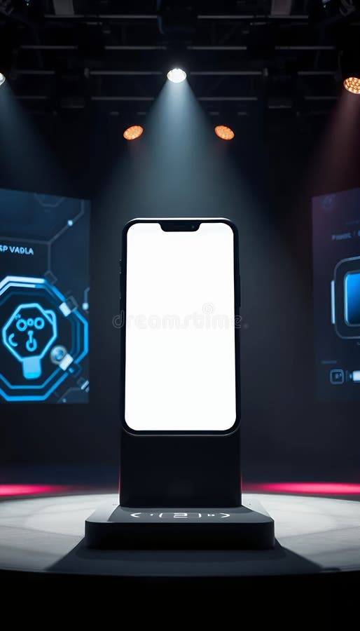Futuristic Smartphone Presentation Illuminated Stage Technology Launch ...