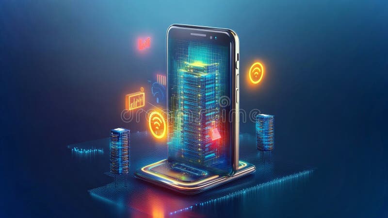 Futuristic Smartphone Screen Showcasing Cyber Glow Technology ...