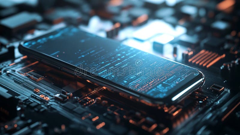 Futuristic Smartphone Technology Digital Screen Circuit Board Modern ...