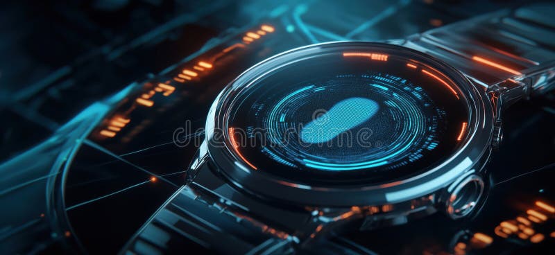 Futuristic Smartwatch Design Featuring Biometric Fingerprint Scanner ...