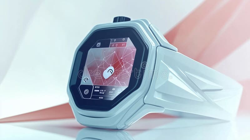 Futuristic Smartwatch with Digital Network Interface Stock Illustration ...
