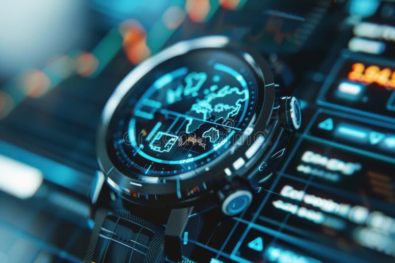 Futuristic Smartwatch Display Confirming Cryptocurrency Transaction ...