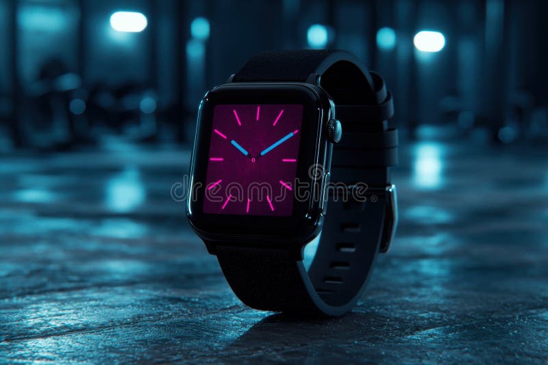 Futuristic Smartwatch with Glowing Display in Dark Urban Setting Stock ...