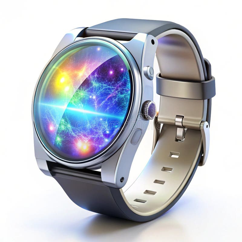 Futuristic Smartwatch with Holographic Display Stock Illustration ...