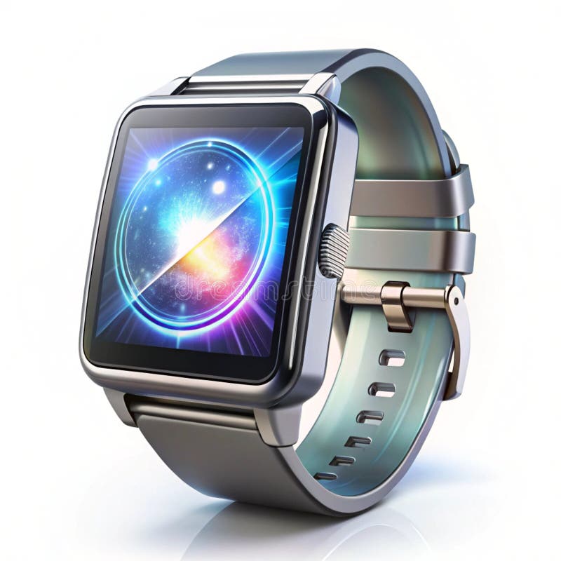 Futuristic Smartwatch with Holographic Display Stock Illustration ...