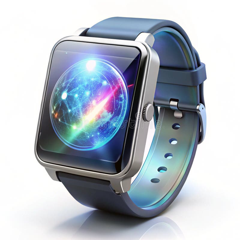 Futuristic Smartwatch with Holographic Display Stock Illustration ...